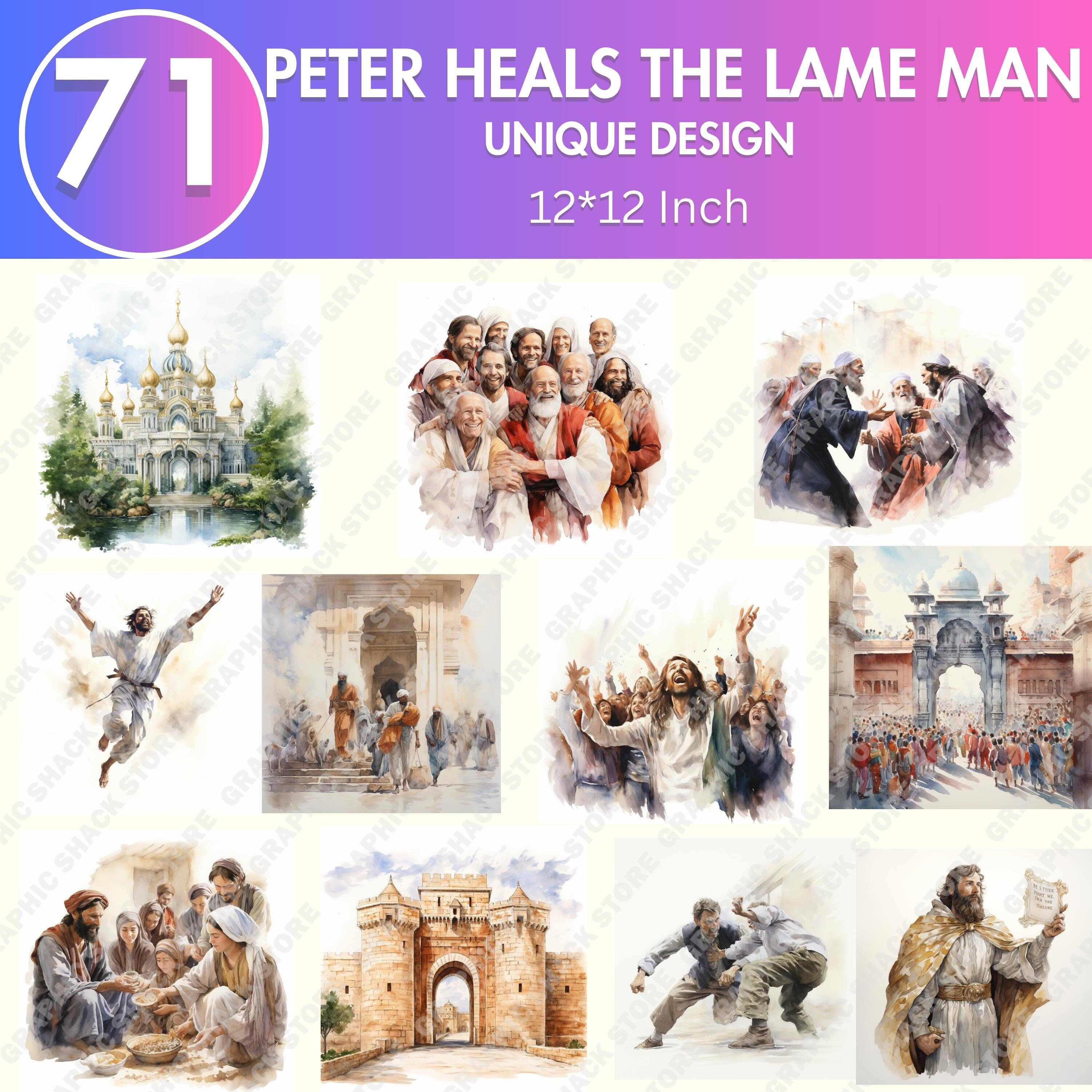 71 PNG Watercolor Peter Heals the Lame Man Clipart | Christian ...