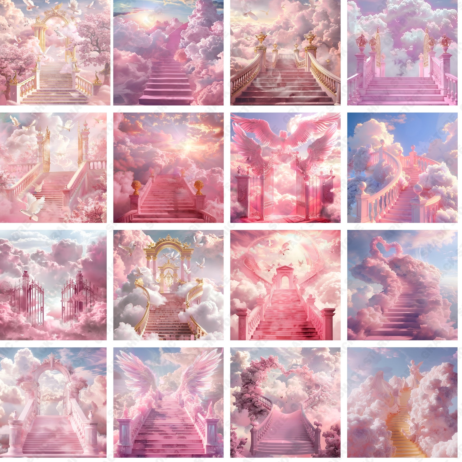 150x Pink Heaven Memorial Background PNG Bundle, in Loving Memory PNG ...