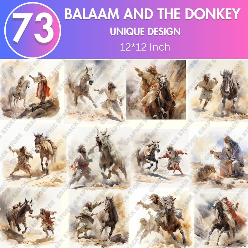 73 PNG Watercolor Balaam and the Donkey Clip Art | Christian Religious ...