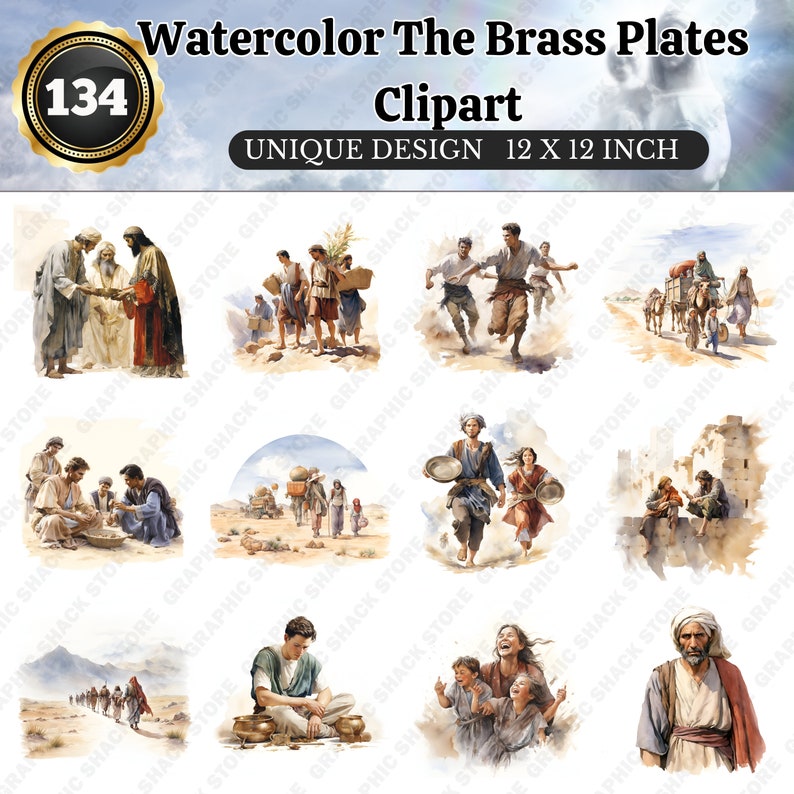134 Watercolor the Brass Plates PNG Cliparts - Detailed the Book or ...