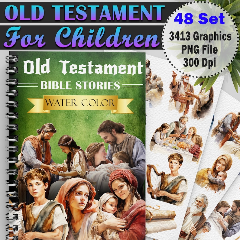 48 Bible Stories Old Testament Bundle Watercolor Christian Story for ...