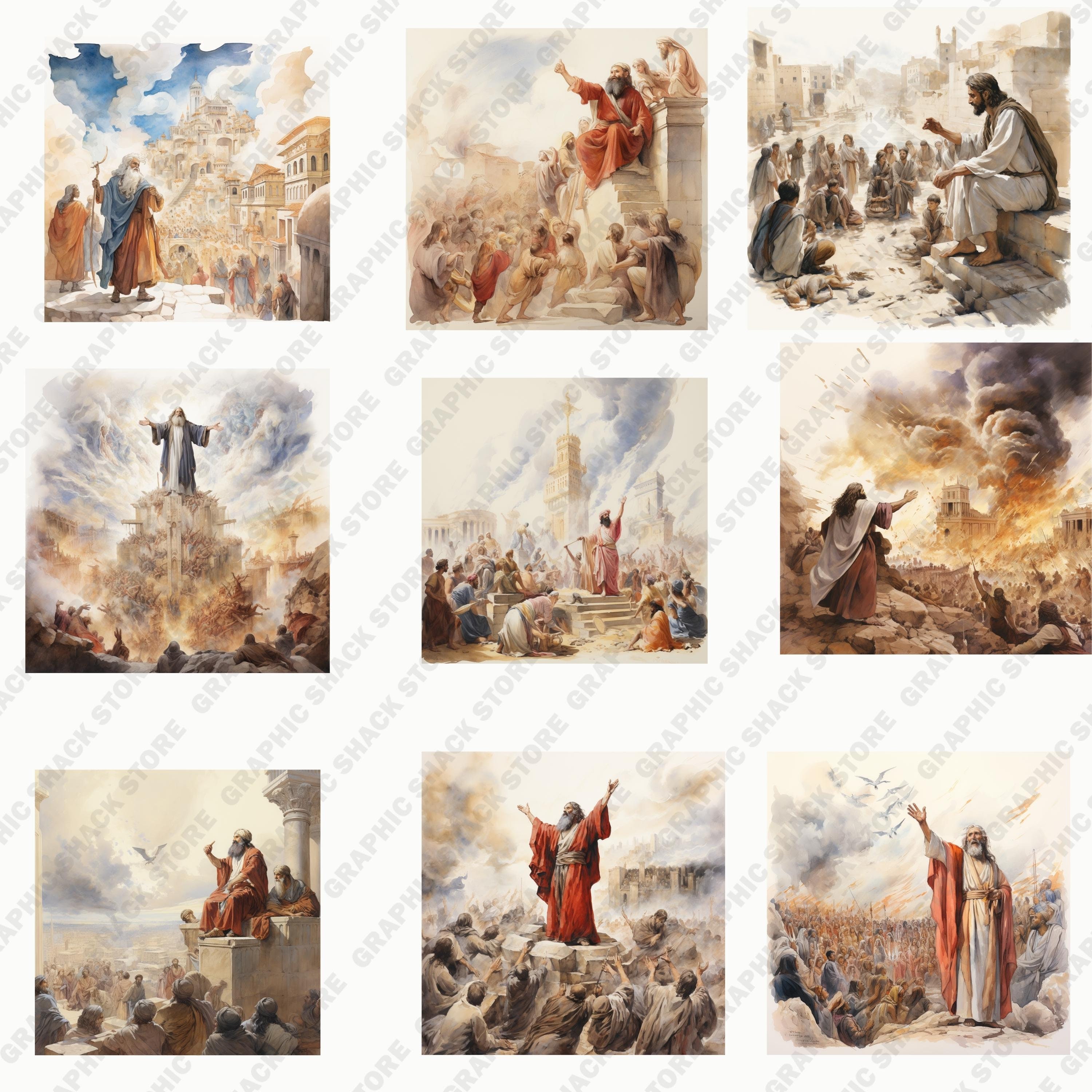 93 Watercolor PNG Prophet Jeremiah Clip Art Christian Religious Bible ...