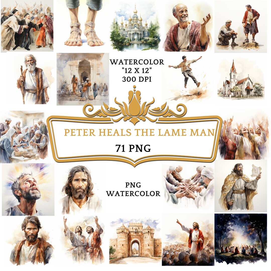 71 PNG Watercolor Peter Heals the Lame Man Clipart | Christian ...