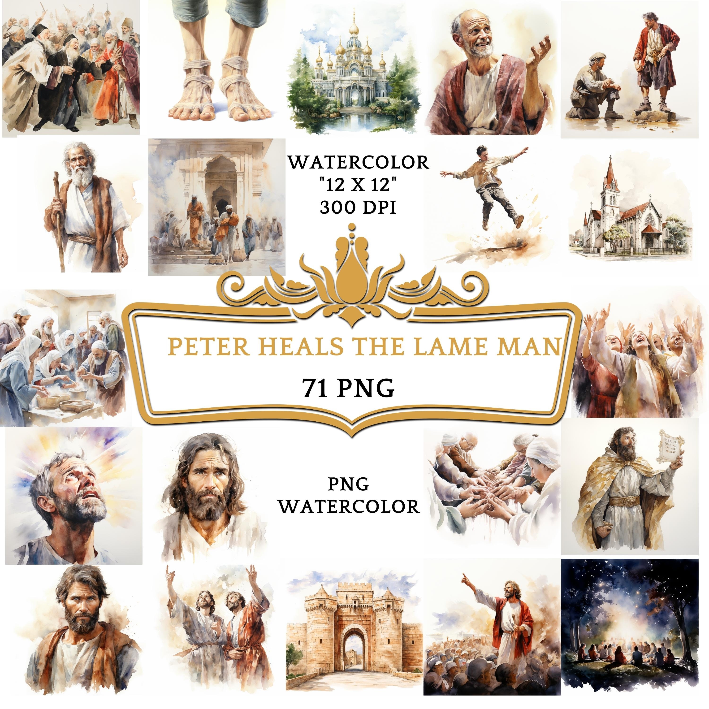 71 PNG Watercolor Peter Heals the Lame Man Clipart | Christian ...
