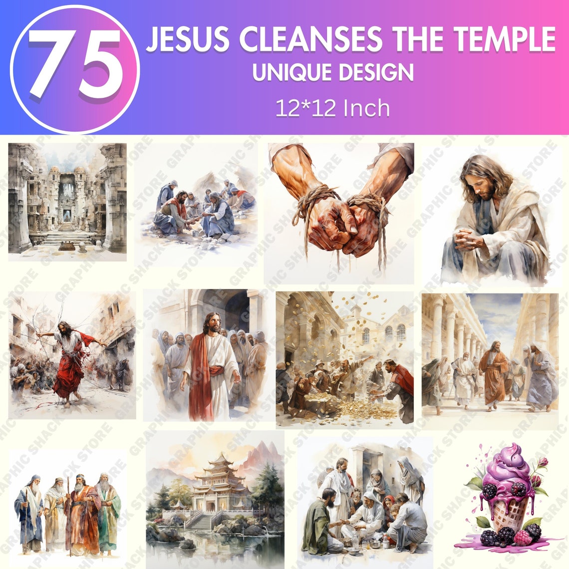 75 PNG Watercolor Jesus Cleanses the Temple Clip Art| Christian ...