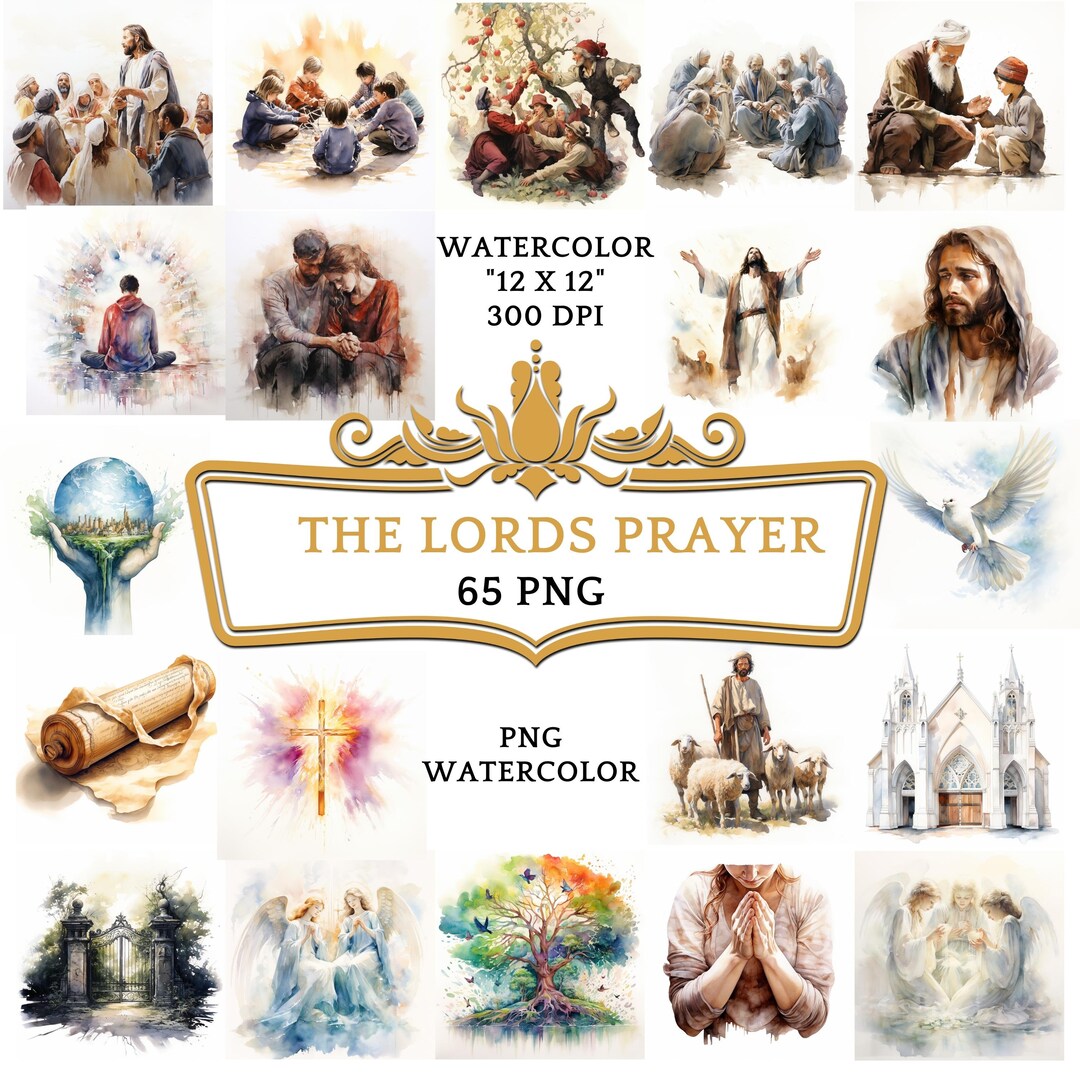 65 Watercolor the Lords Prayer Clipart | | Christian Religious Bible ...