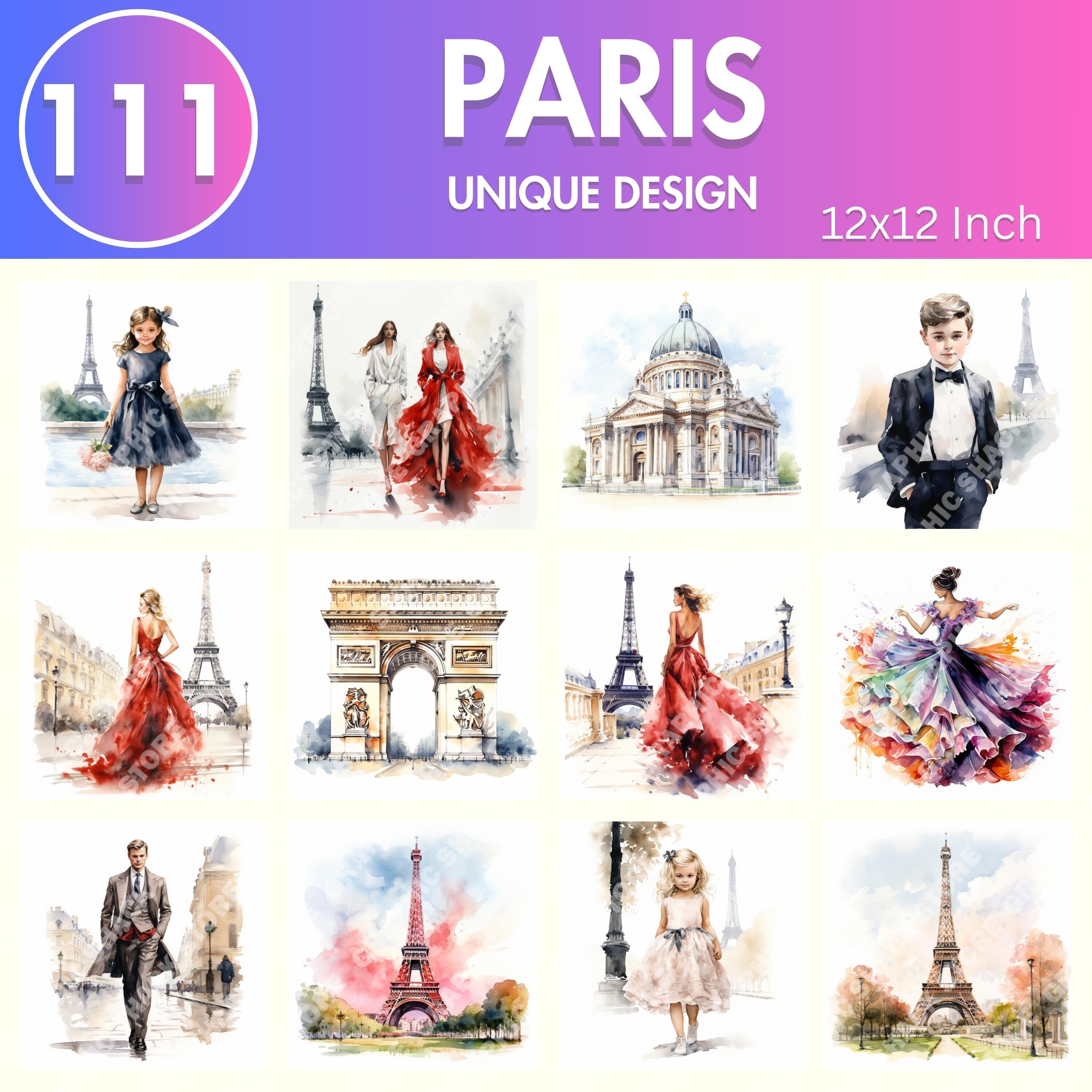 111 Watercolor Paris PNG Clipart Bundle, Paris Summer Travel, Landmark ...