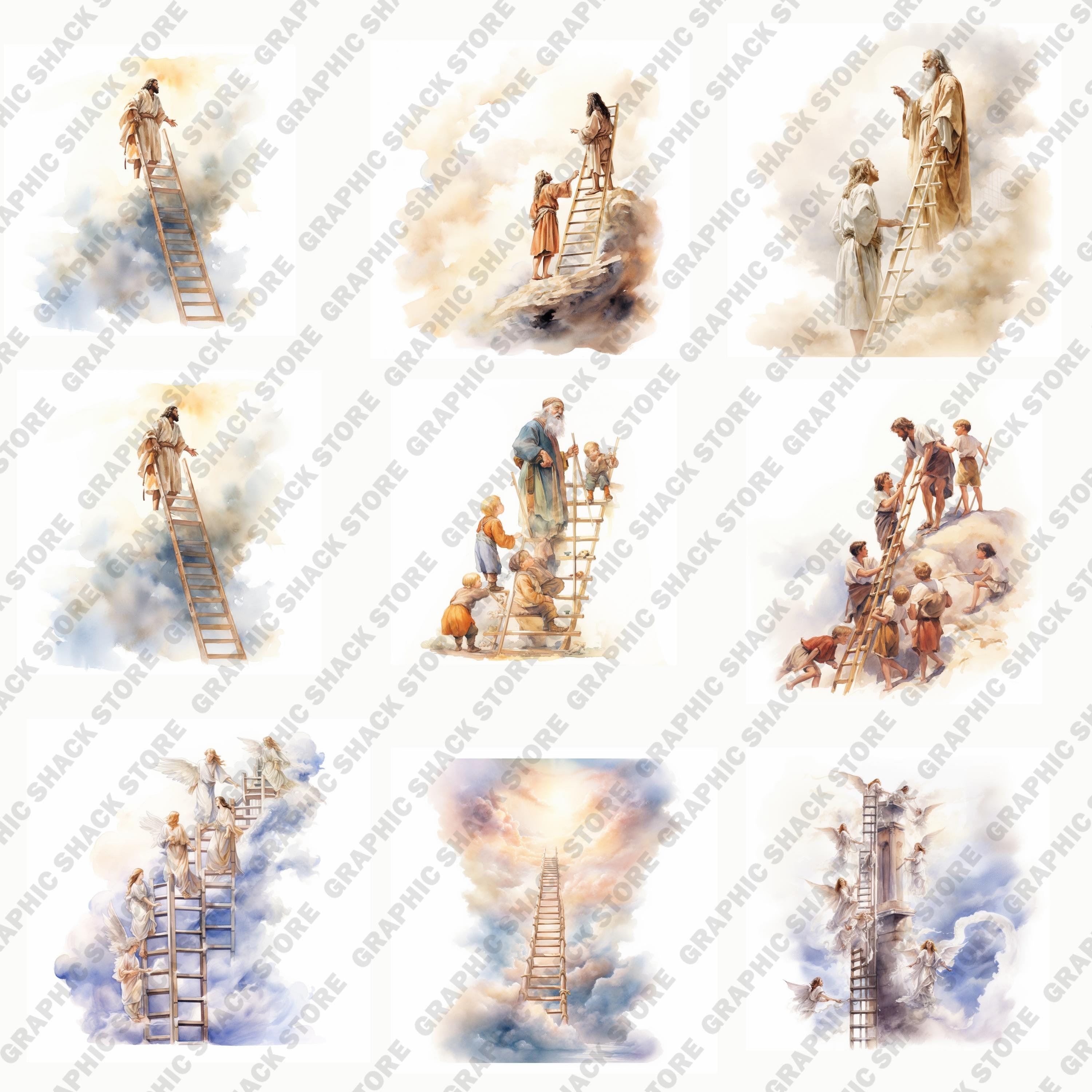53 PNG Watercolor Jacob's Ladder Clip Art Christian Religious Bible ...