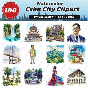 196 Watercolor Cebu City PNG Clipart, Tropical Cebu Scenic Cityscapes ...