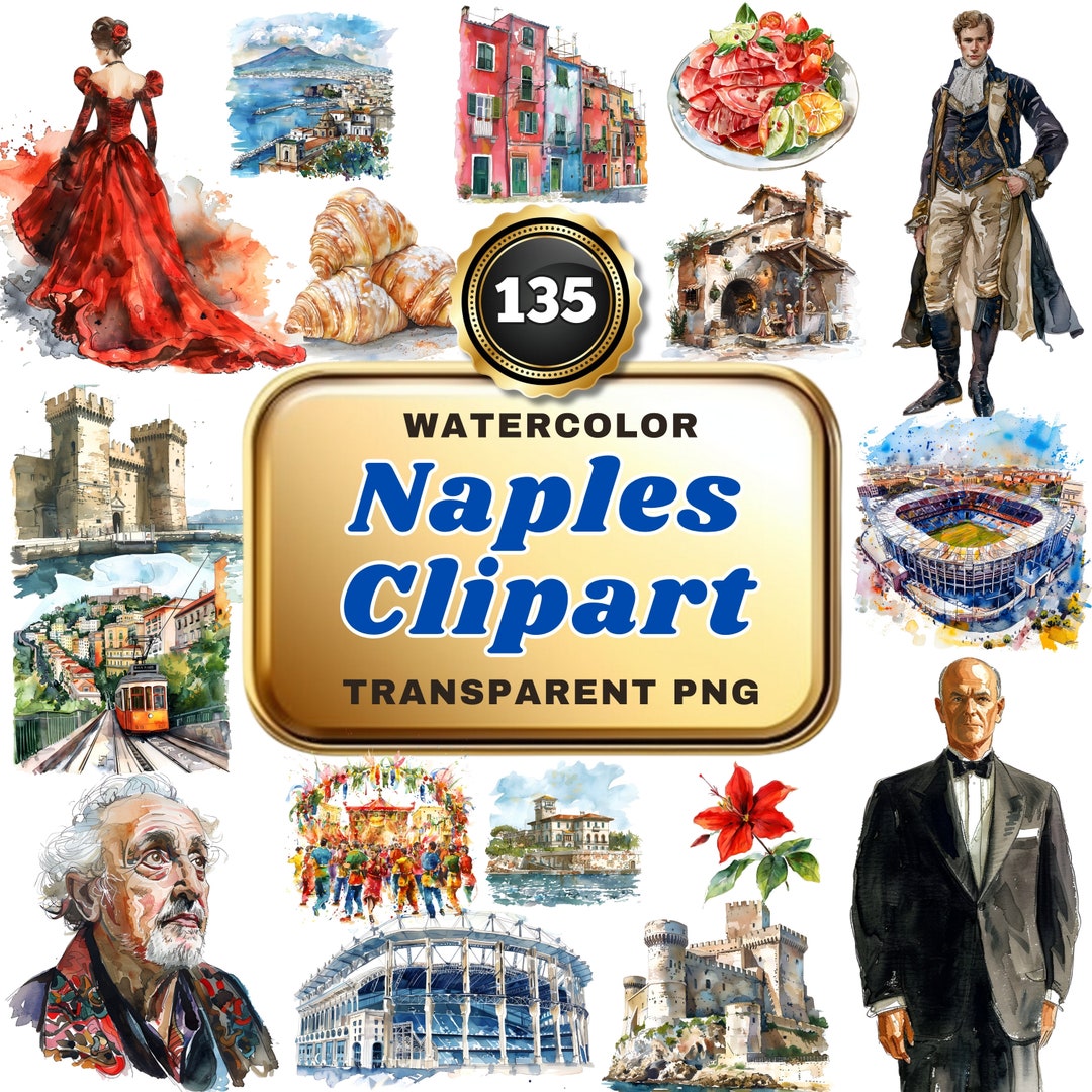 135 Watercolor Naples PNG Clipart, Neapolitan Beauty - Coastal Views ...