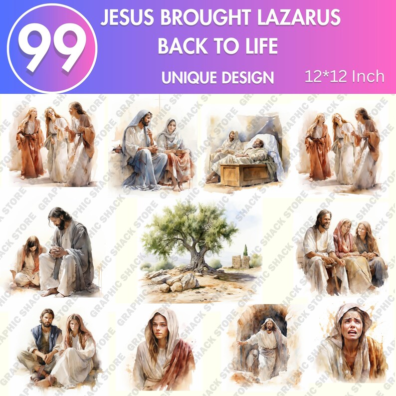 99 Watercolor Jesus Brought Lazarus Back to Life Clipart, Christian ...
