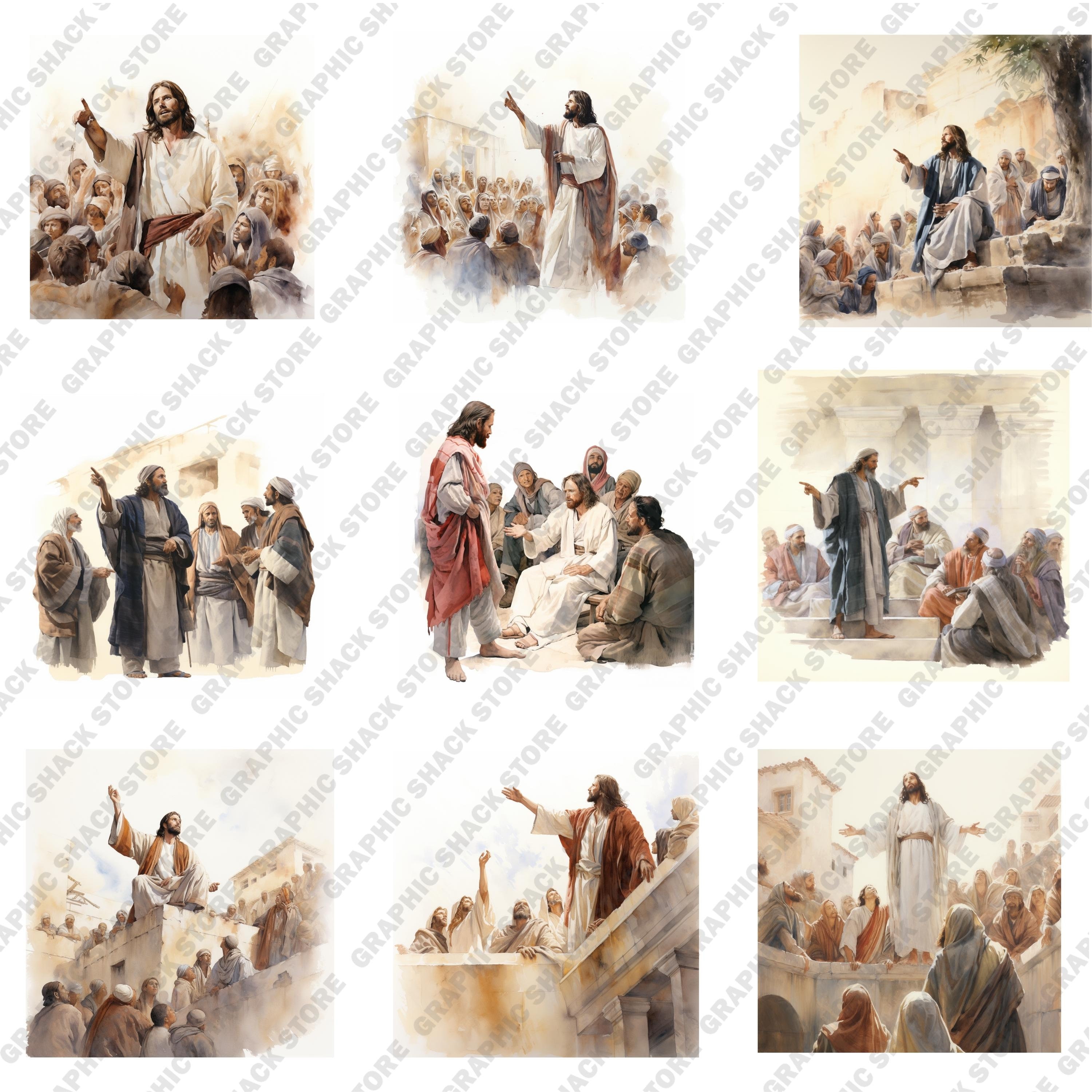 79 PNG Watercolor Jesus Heals the Paralytic Clipart Christian Religious ...