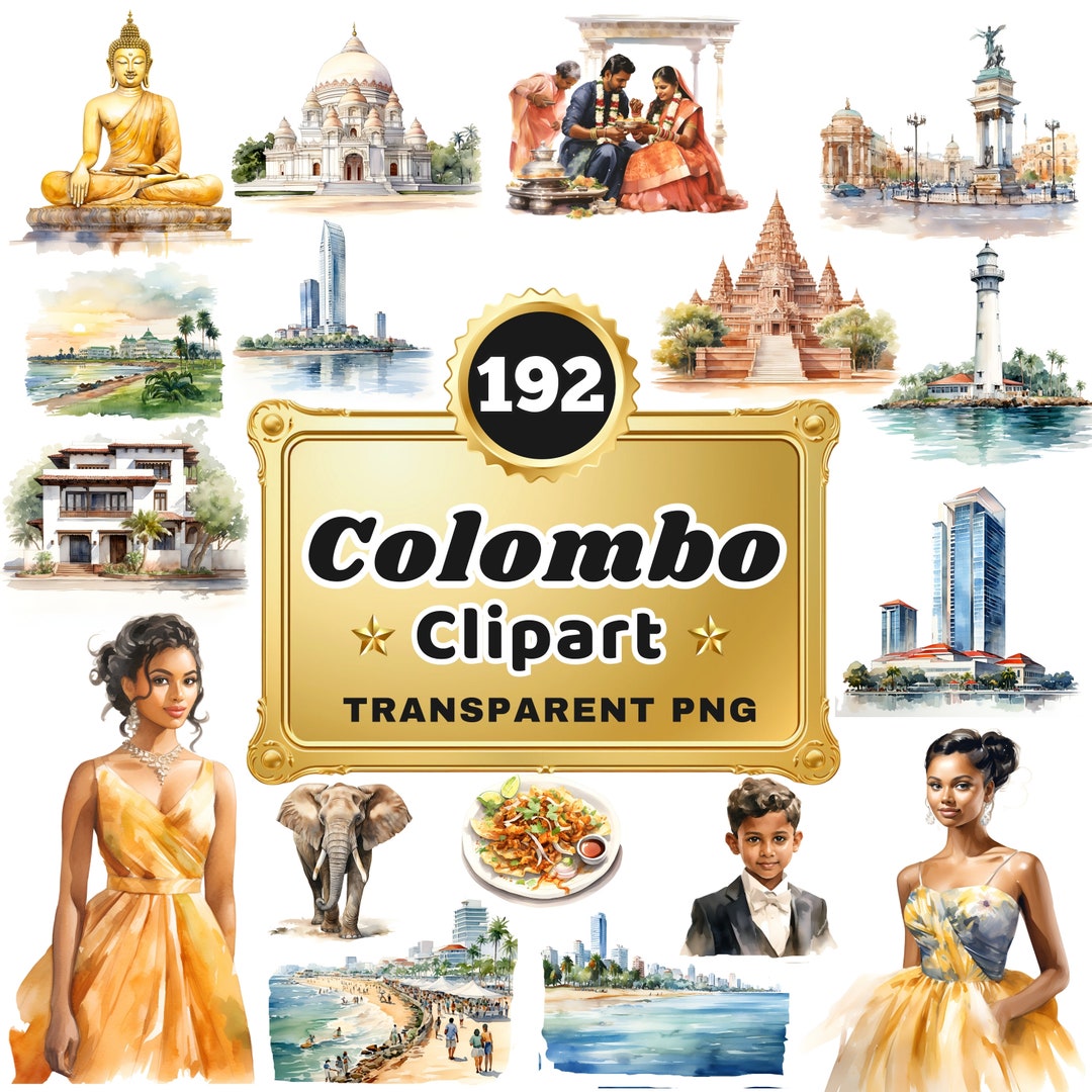 192 Watercolor Colombo PNG Clipart, Colorful Colombo Scenic Views and ...