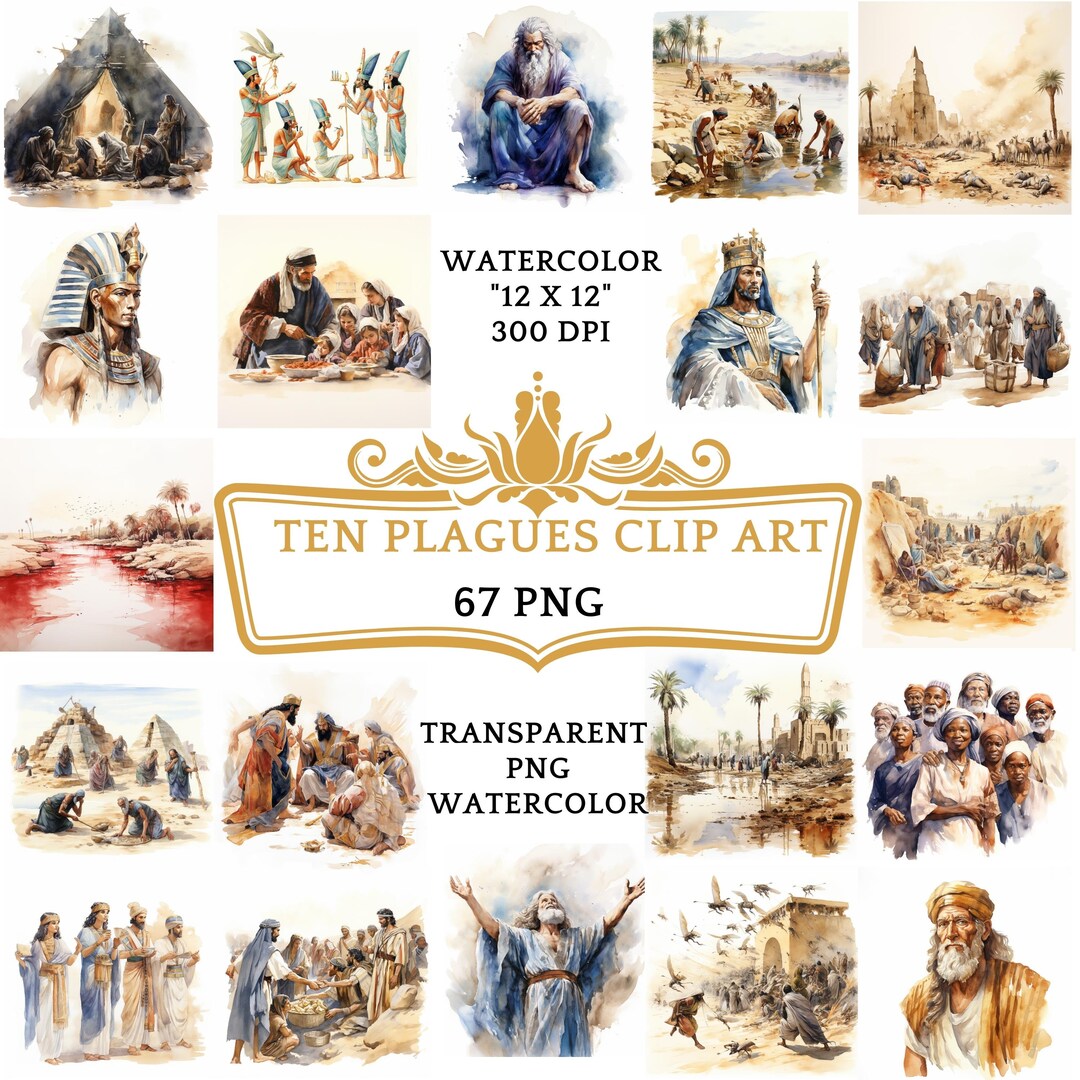 67 Watercolor Ten Plagues Clip Art | Christian Religious Bible Based ...