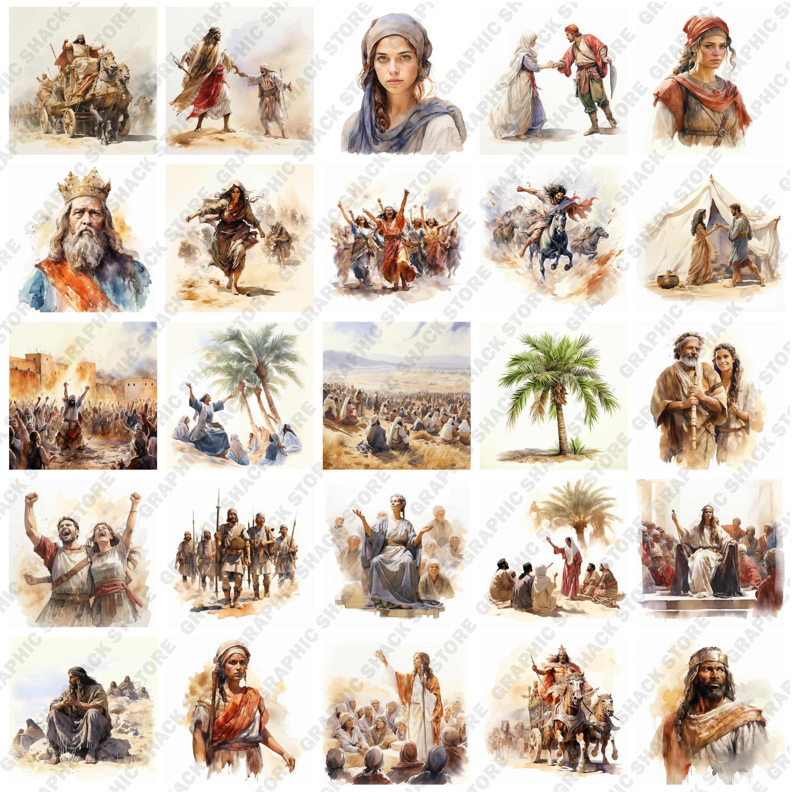 122 Watercolor Cliparts of the Story of Deborah - Judges 4-5 ...