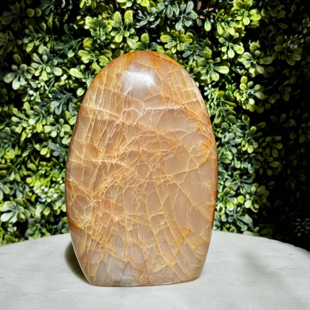 Flashy Peach Moonstone Freeform: Healing Crystal Altar Decor (5.5") - Etsy