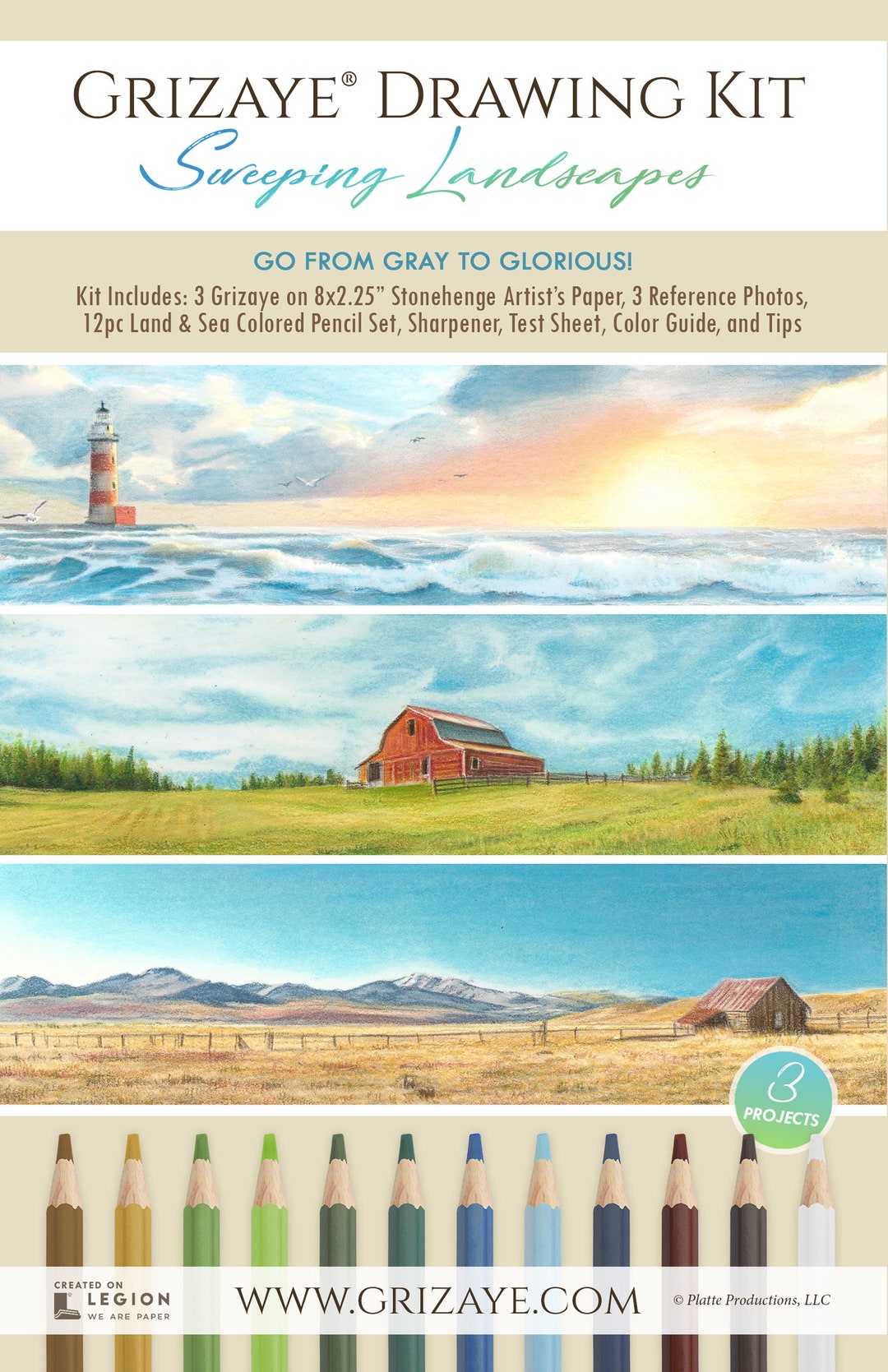 Grizaye Landscape Colored Pencil Drawing Kit - Etsy