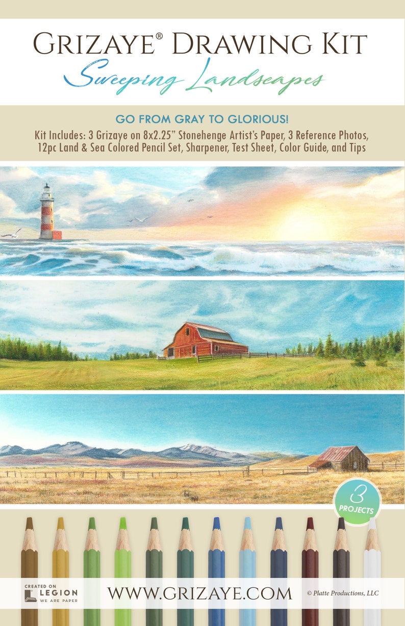 Grizaye Landscape Colored Pencil Drawing Kit - Etsy