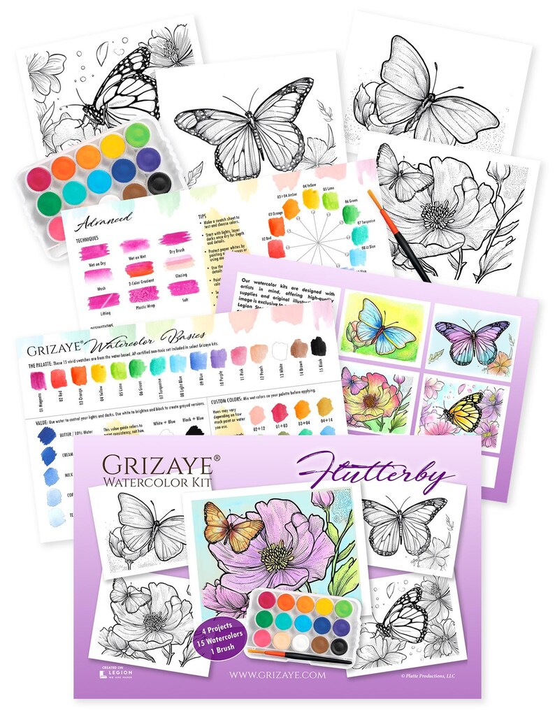 Butterfly Watercolor Kit: 4 Preprinted Projects, 15 Vibrant Colors - Etsy