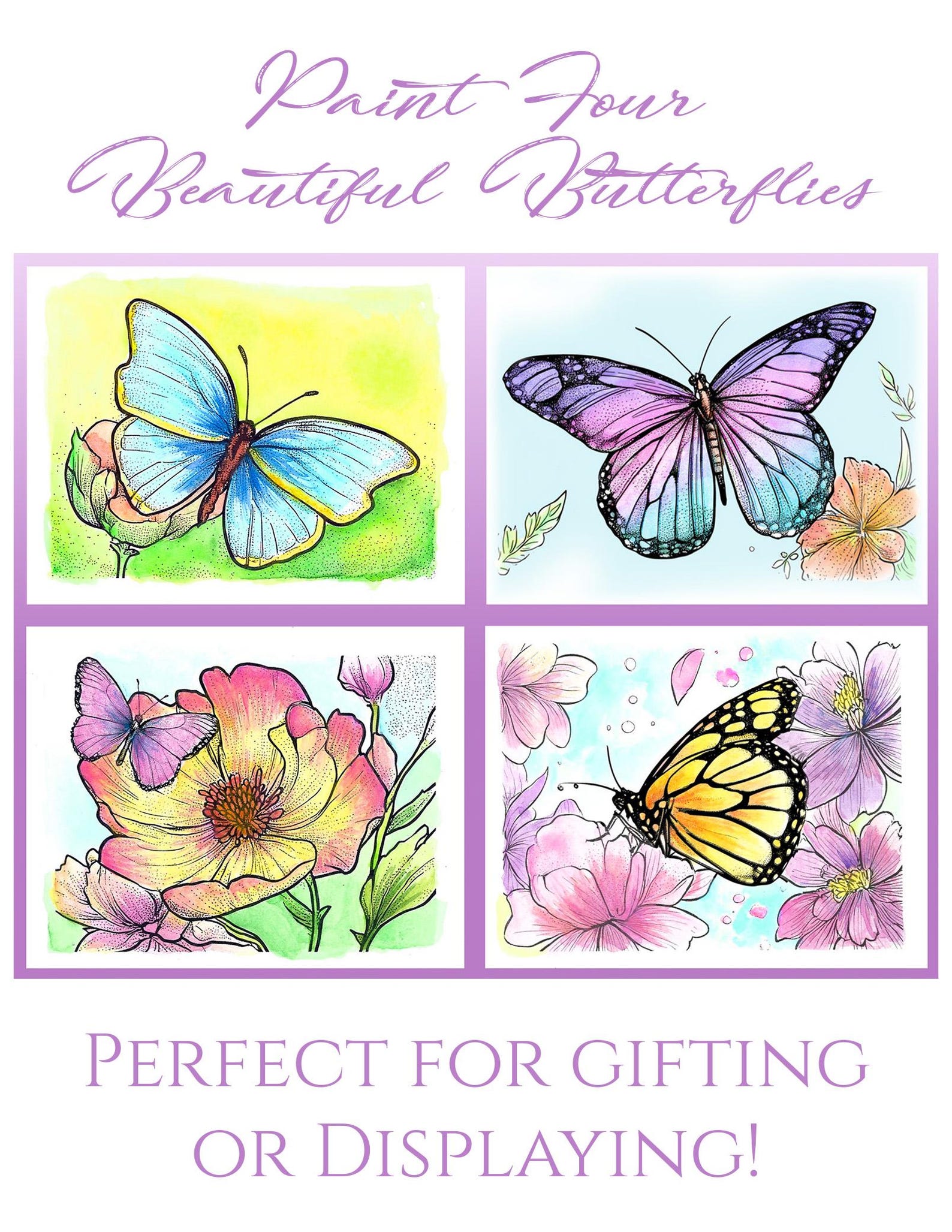 Butterfly Watercolor Kit: 4 Preprinted Projects, 15 Vibrant Colors - Etsy