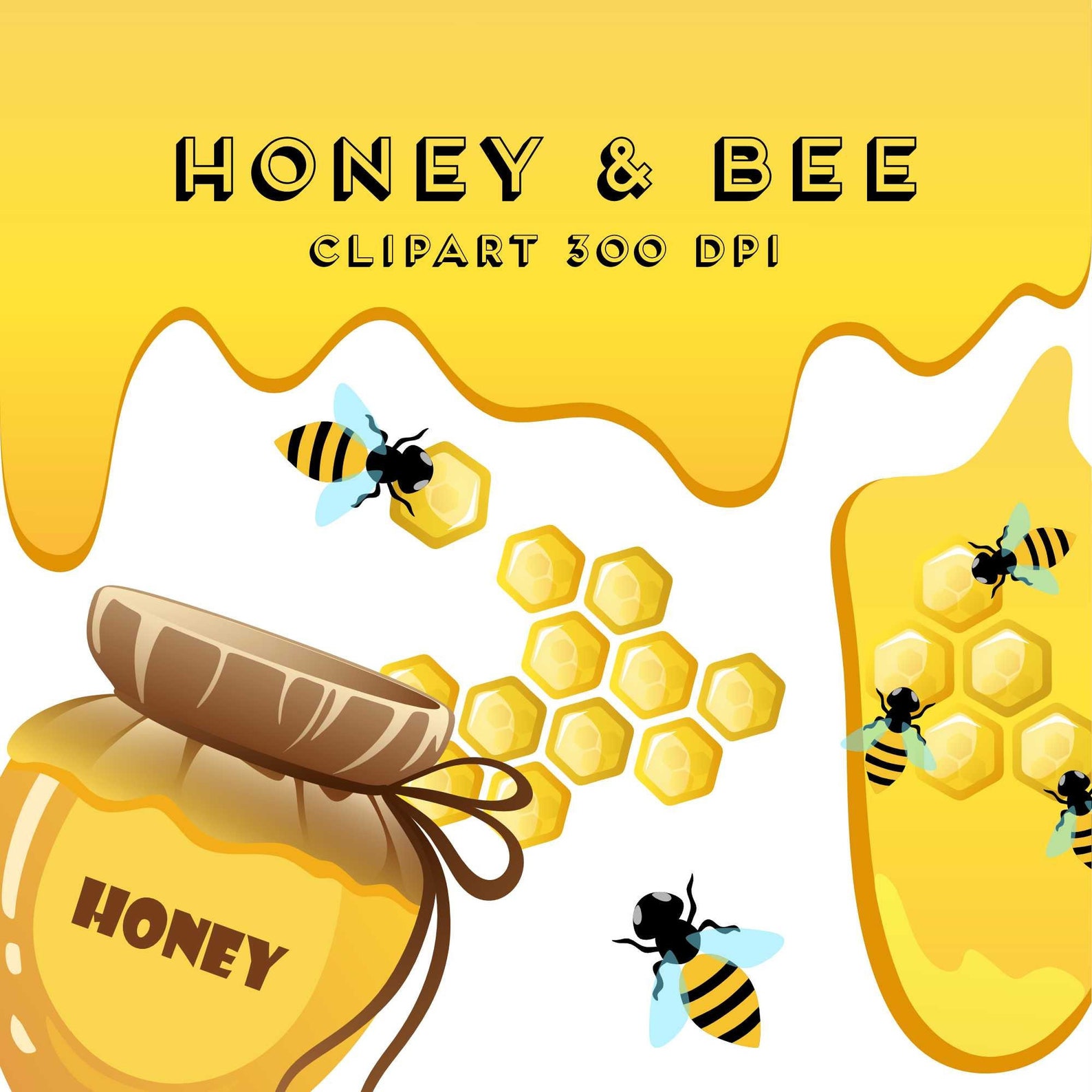 Honey Clipart, Honey Bee Png, Digital Download - Etsy