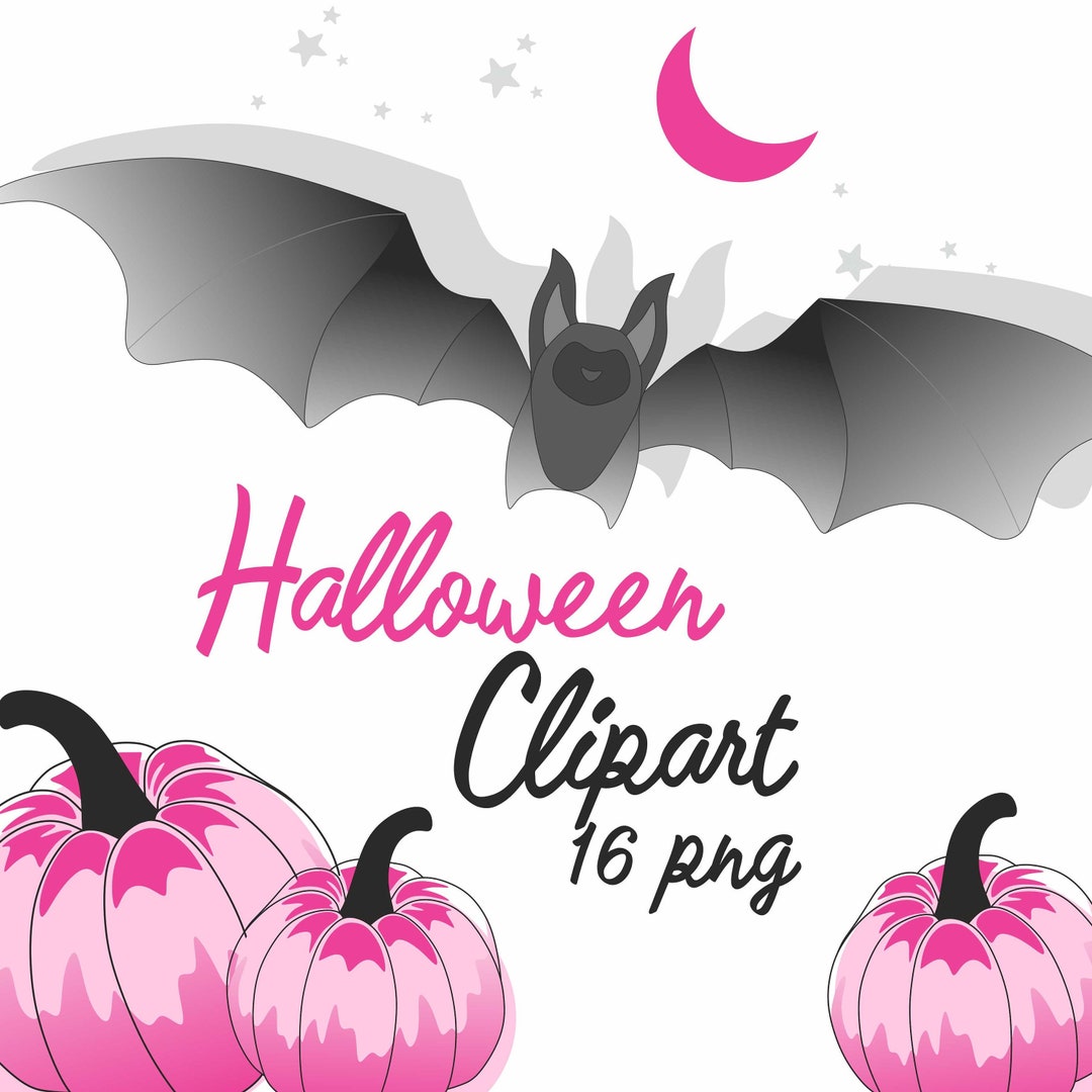 Halloween Clipart, Pink Halloween, Pumpkin Clipart, Digital Art - Etsy