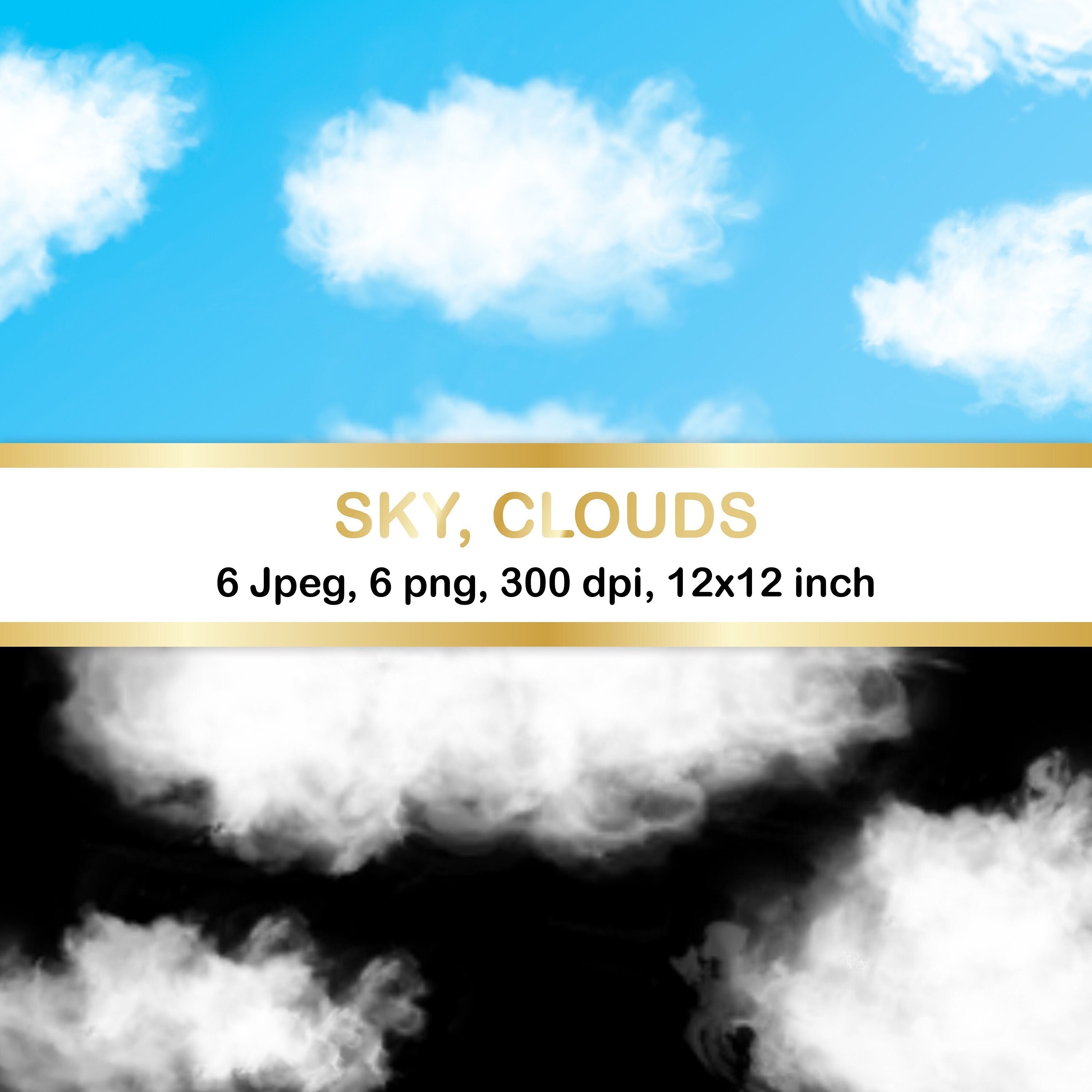 Sky Clouds Clip Art, Cloudy Sky, Blue Sky, Digital Art, Digital ...