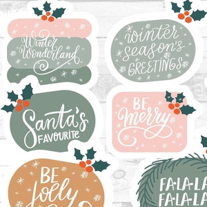 Christmas Phrase Stickers Labels Set of 12 Holiday Stickers With ...