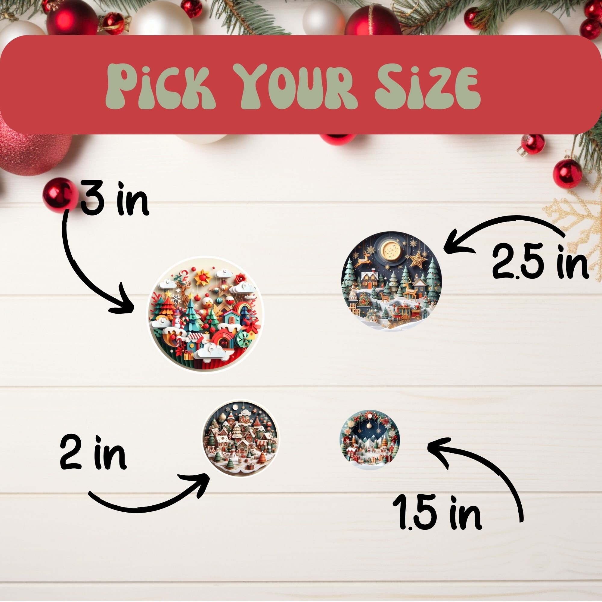 Christmas Magic Circle Sticker Sheets - Set of 8 Vibrant Designs in 1.5 ...