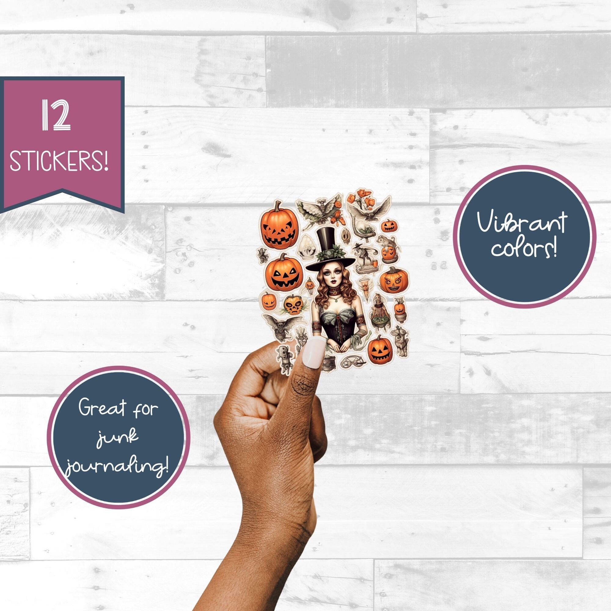 Victorian Style Halloween Sticker Pack, Vintage Halloween Sticker Pack ...