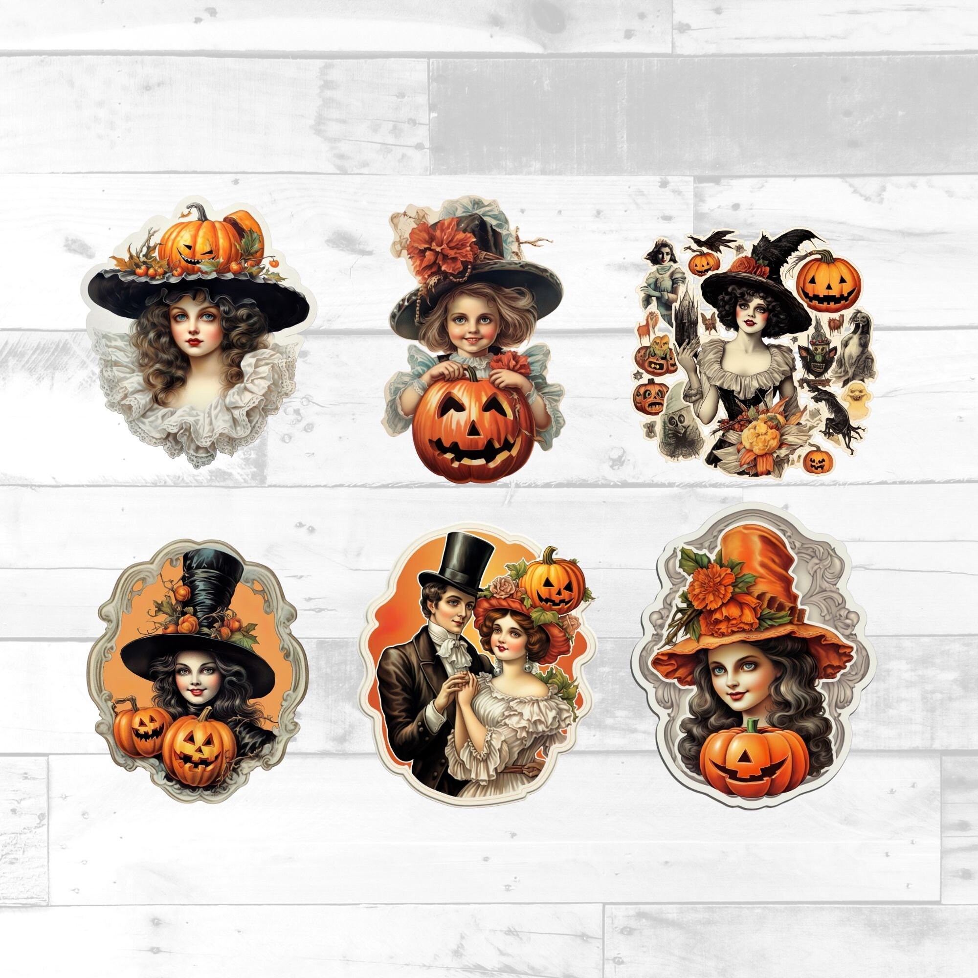 Victorian Style Halloween Sticker Pack, Vintage Halloween Sticker Pack ...