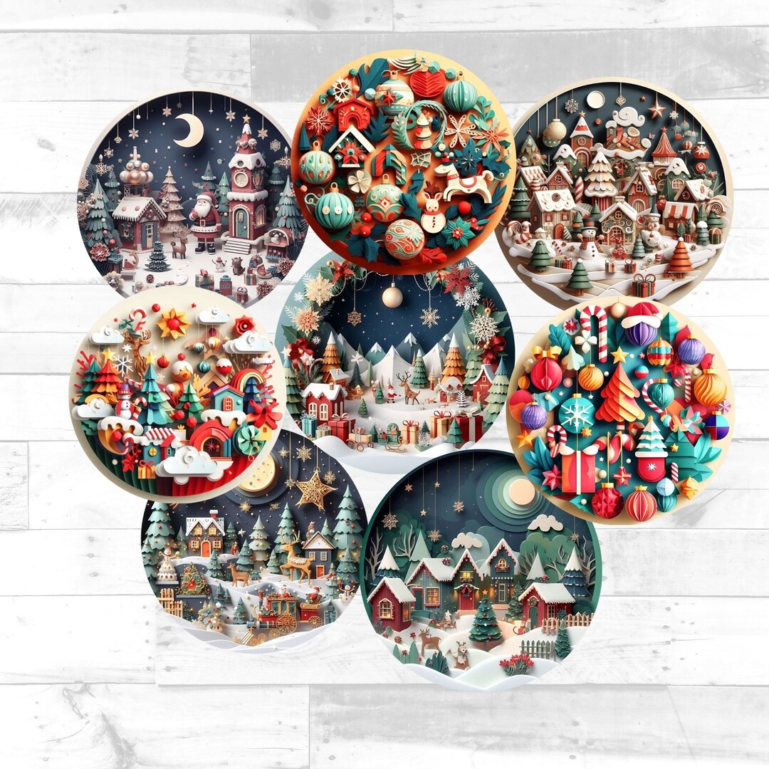 Christmas Magic Circle Sticker Sheets - Set of 8 Vibrant Designs in 1.5 ...