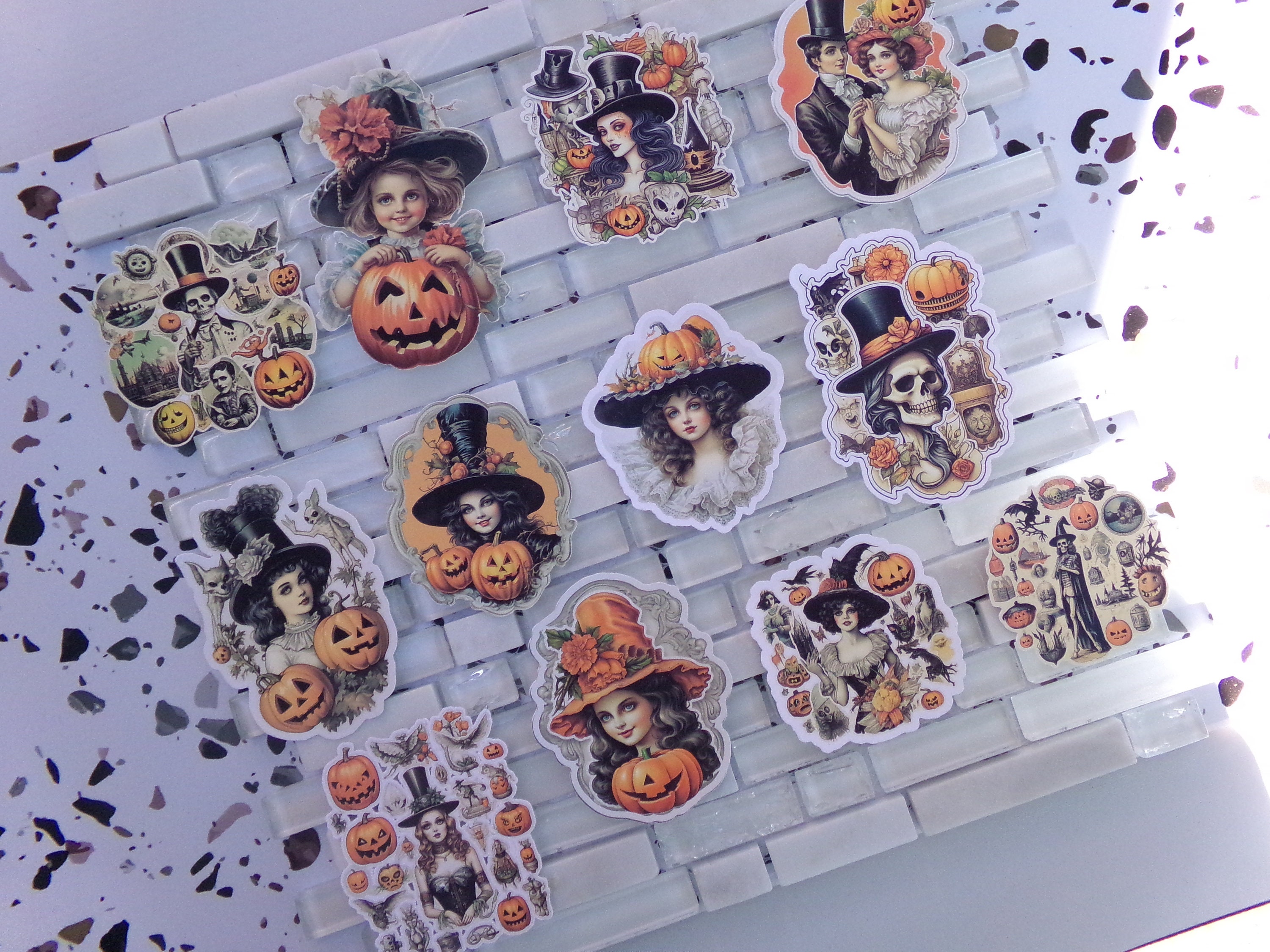 Victorian Style Halloween Sticker Pack, Vintage Halloween Sticker Pack ...