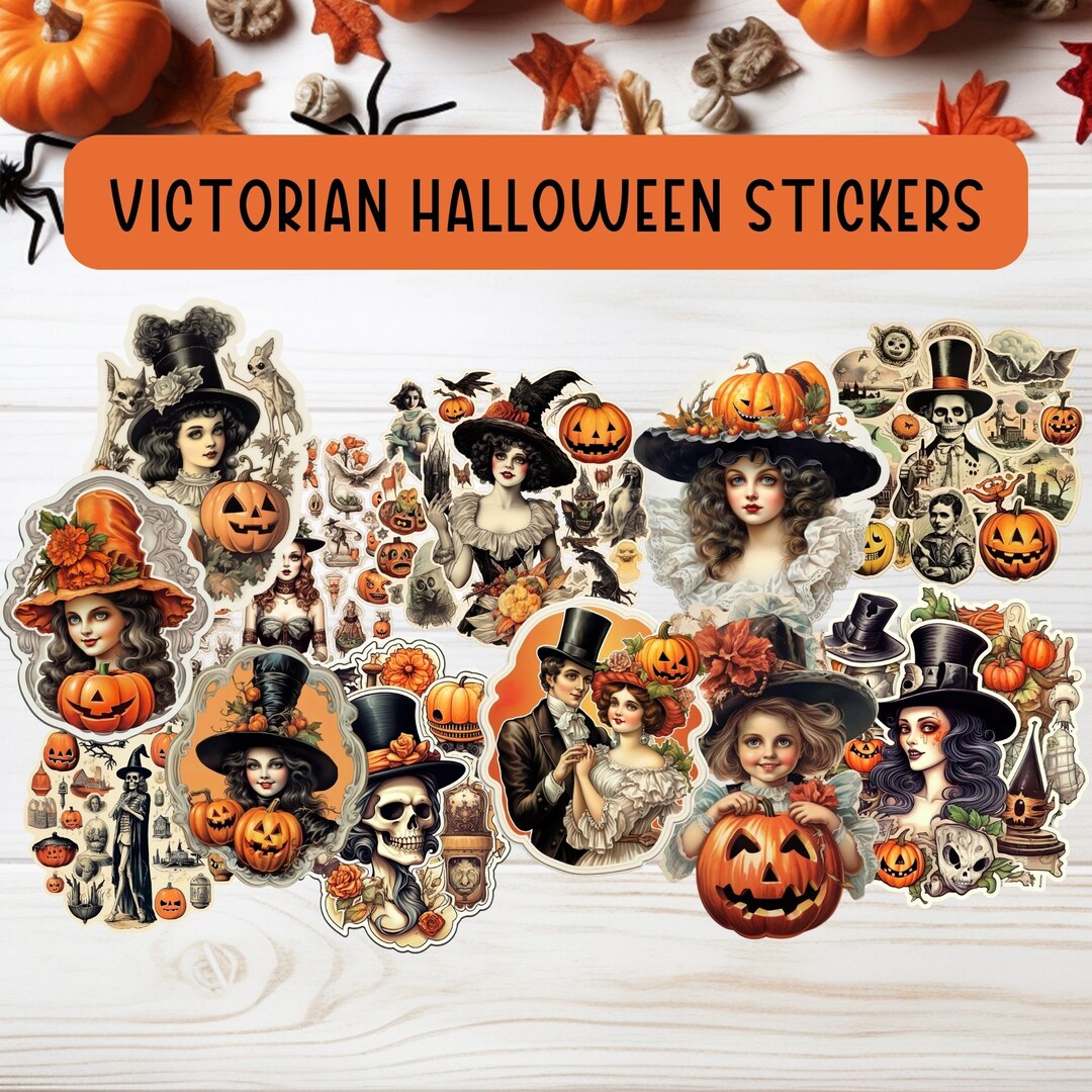 Victorian Style Halloween Sticker Pack, Vintage Halloween Sticker Pack ...