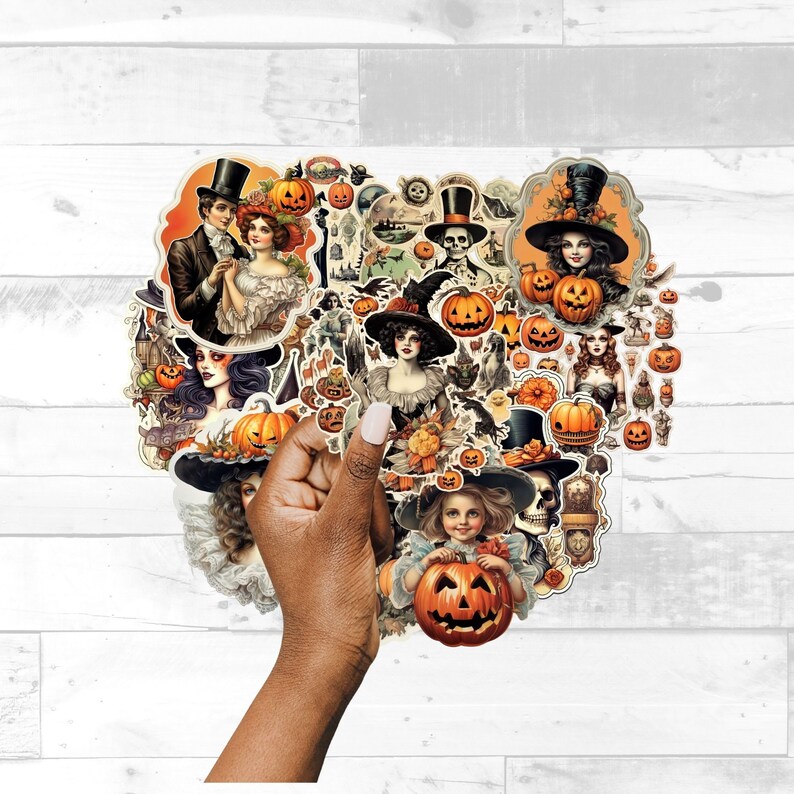 Victorian Style Halloween Sticker Pack, Vintage Halloween Sticker Pack ...