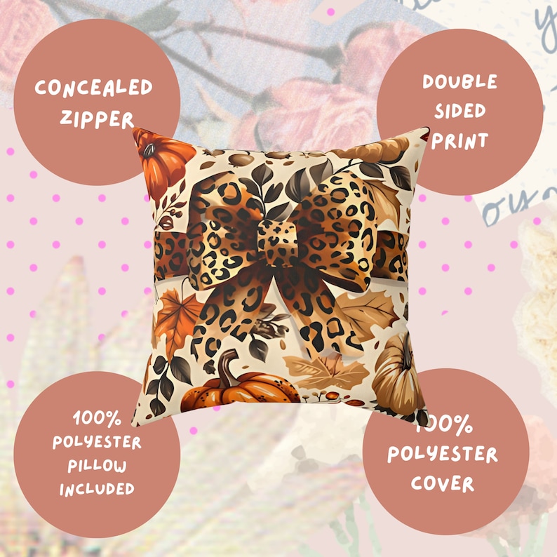 Leopard Print Bow Pumpkin Throw Pillow Perfect for a Cozy Home Fall ...