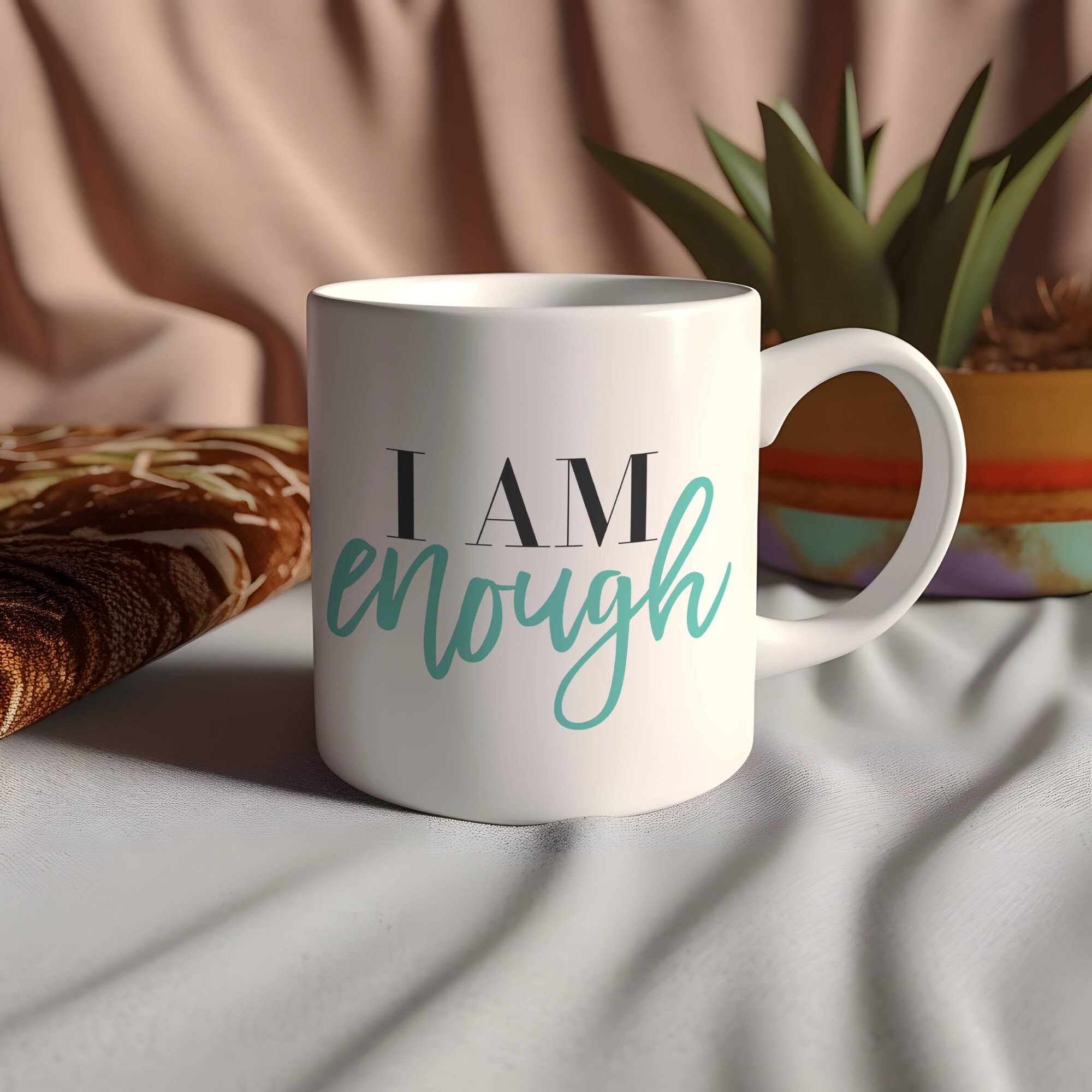I Am Enough Mug 11oz White Glossy Ceramic Mental Health Self Love Mug ...