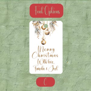 PRINTED CUSTOM Personalized Watercolor Gold Christmas Ornaments Tags ...