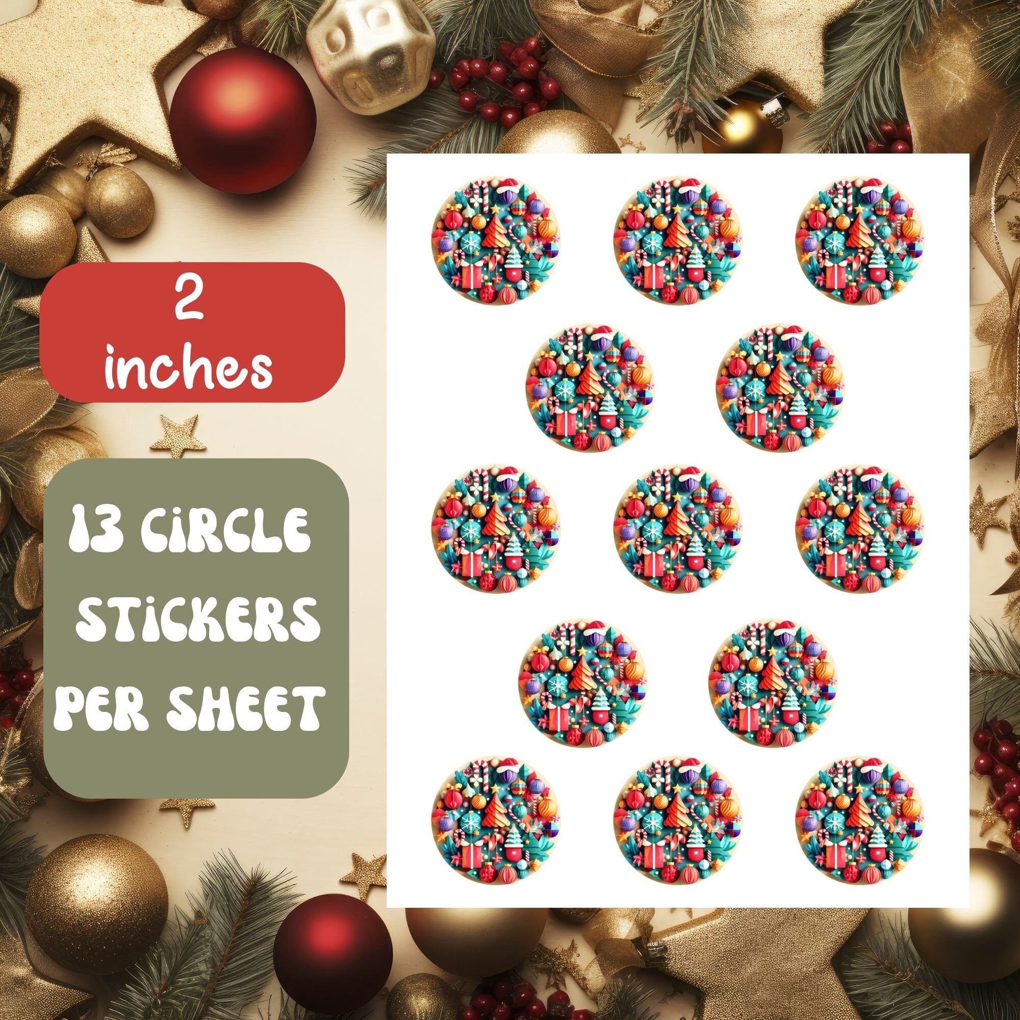 Christmas Magic Circle Sticker Sheets - Set of 8 Vibrant Designs in 1.5 ...
