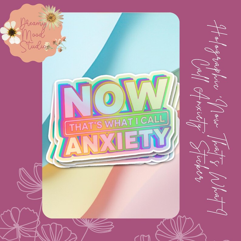 Holographic Anxiety Sticker - Retro 90s Inspired Funny Vinyl Sticker ...