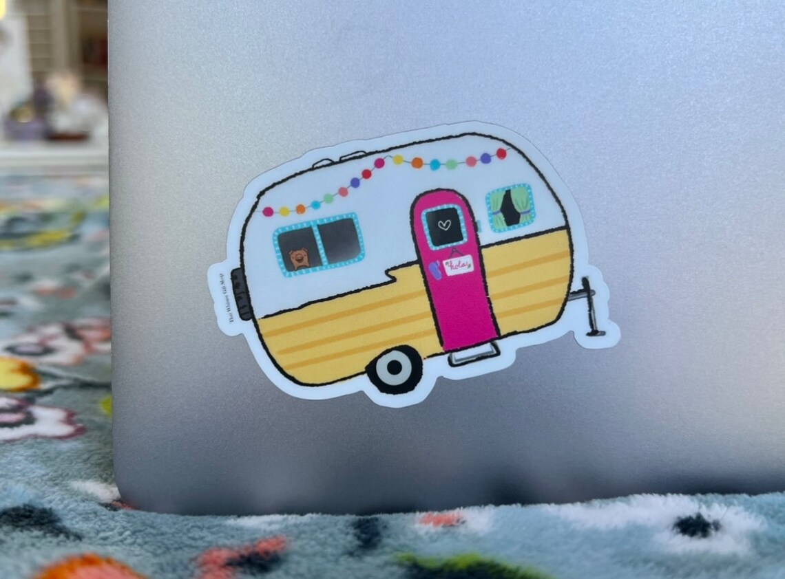 Yellow Camper Vinyl Sticker, 3.0x 2.1 - Etsy