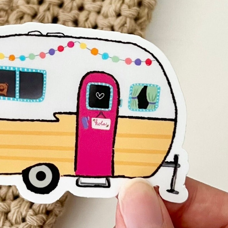 Yellow Camper Vinyl Sticker, 3.0"x 2.1" - Etsy