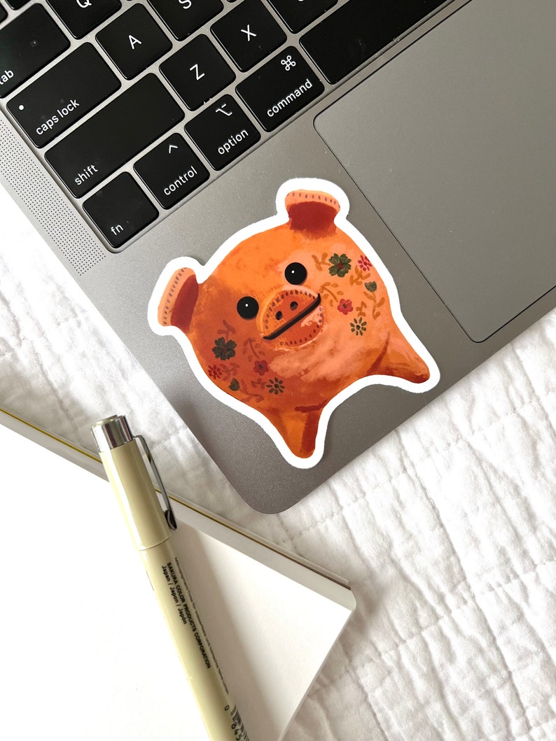 Mexican Chanchito Pig Vinyl Sticker - Floral Art Design - Cute Decal ...