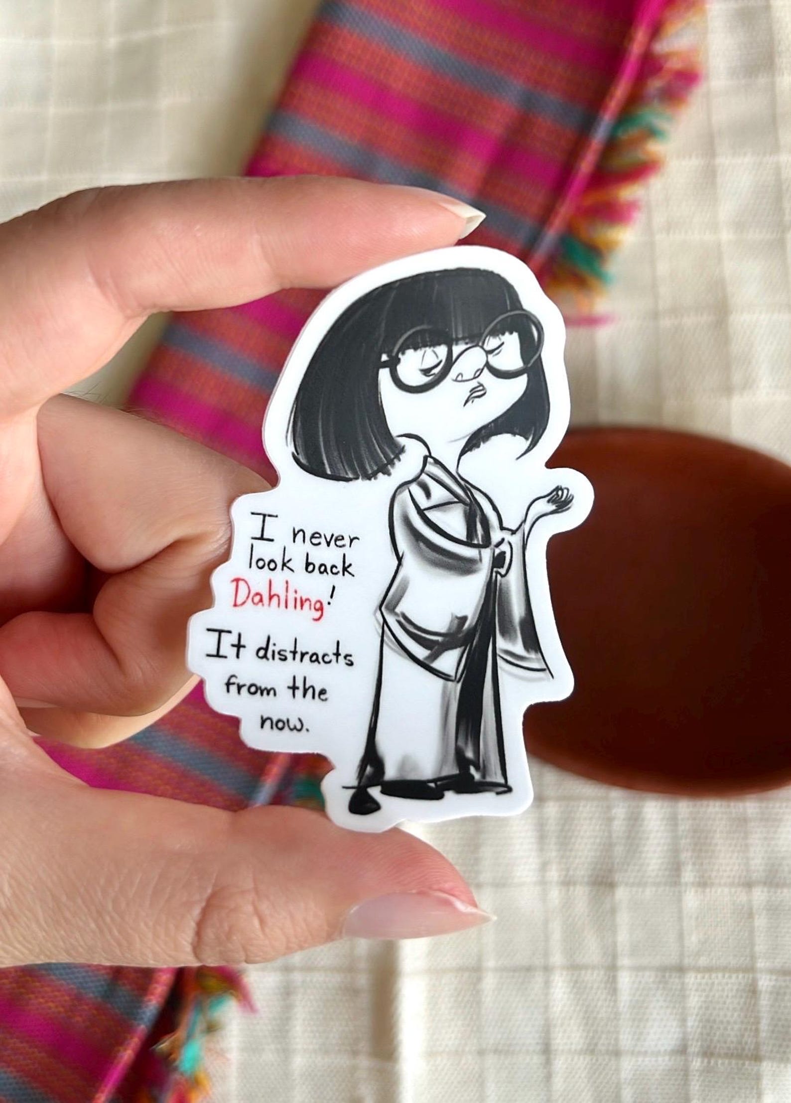 Edna Mode Vinyl Sticker - Black and White Sketch With Quote - Disney ...