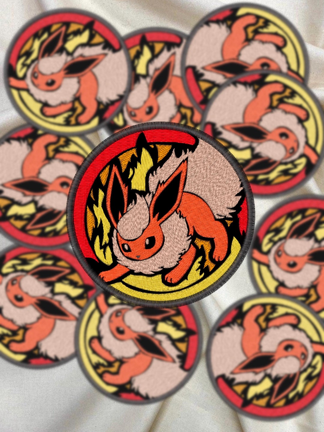 Eevee Flareon Pokemon Embroidery Patches Set, Iron on Sew On, Patch Collection, Eeveelution ...