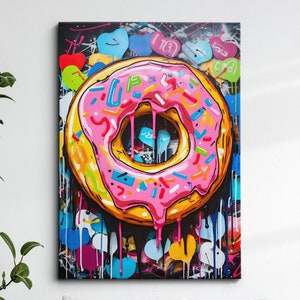 Fun Doughnut Graffiti Bakery Treat Abstract Oil Painting Wall Art ...