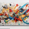 Colorful Paint Splash Abstract Oil Painting Splatter Style Wall Art ...