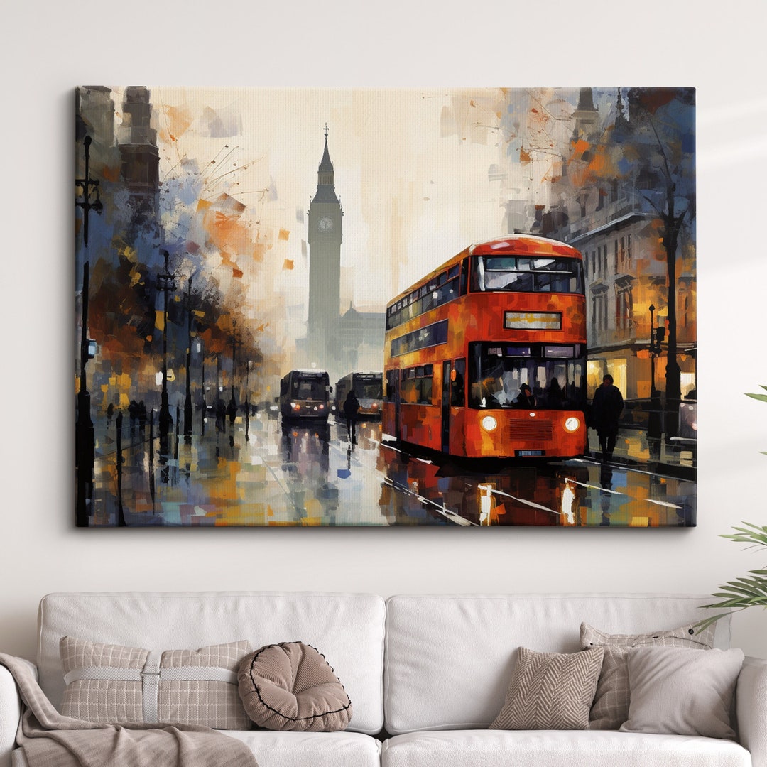 London Street Abstract Oil Painting Abstract Paint Colourful UK Big Ben ...