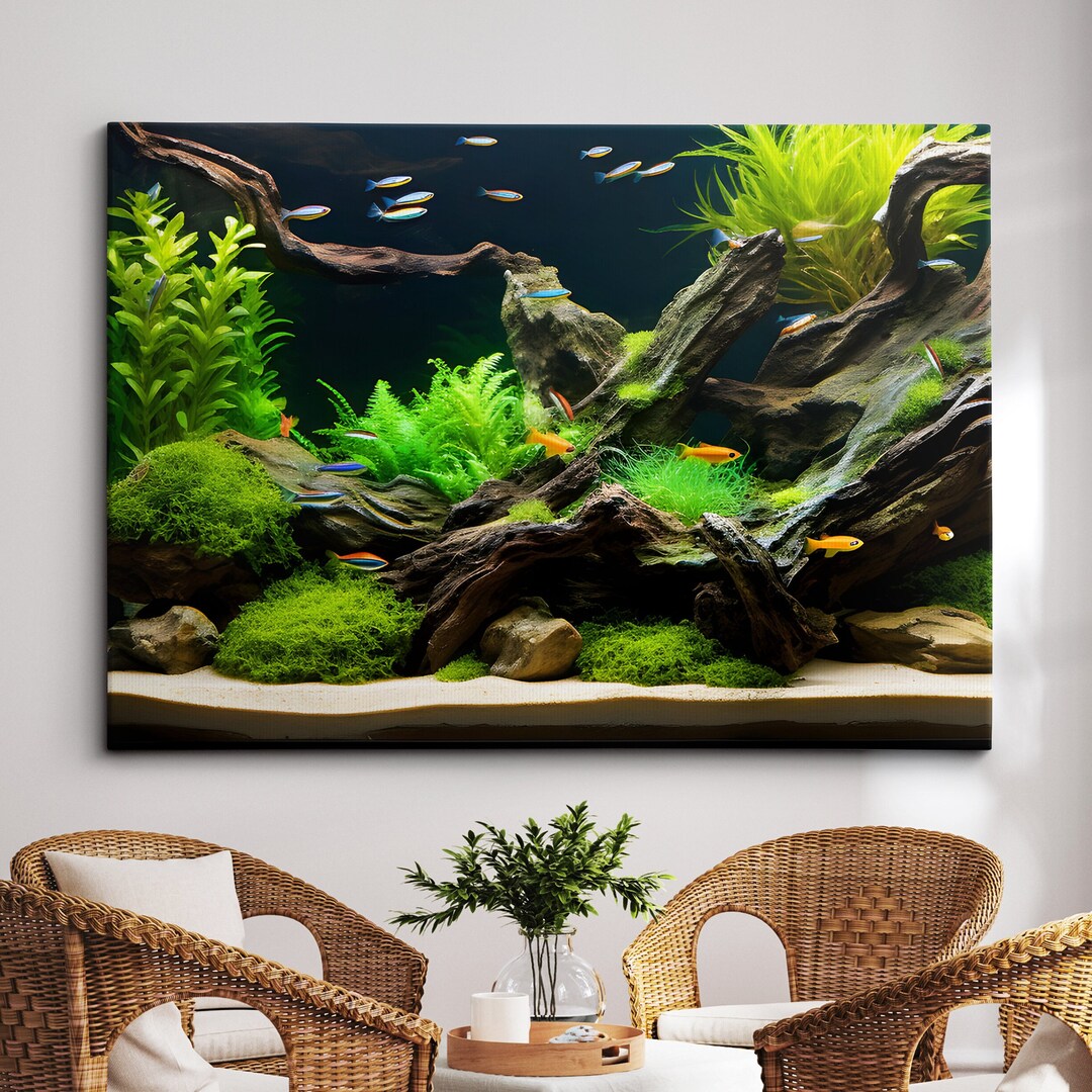 Fish Tank Water Aquascape Feature Aquatic Fish Lover Wall Art Framed ...