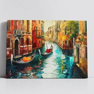 Venice Italy Gondola Boat River Landmark Oil Painting Watercolor Wall ...
